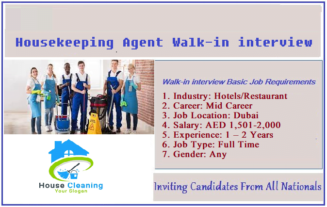 Walk-in interview, Housekeeping, Cleaners in Dubai UAE
